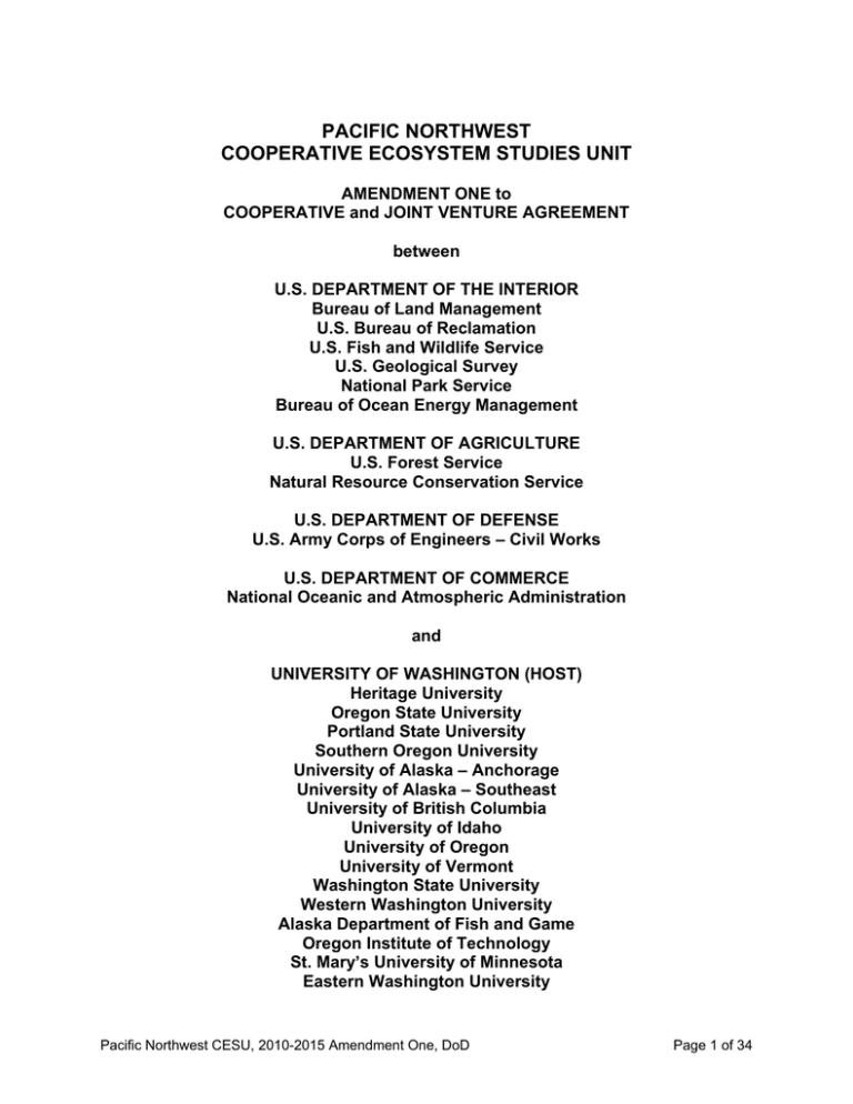 PACIFIC NORTHWEST COOPERATIVE ECOSYSTEM STUDIES UNIT