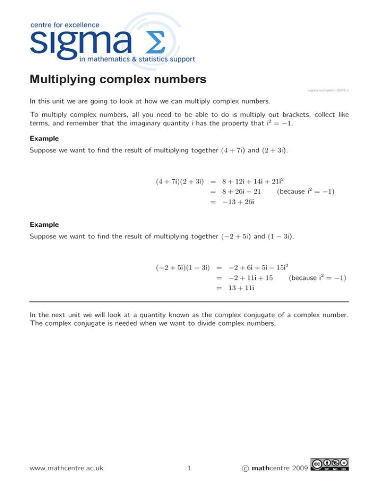 Multiplying Complex Numbers