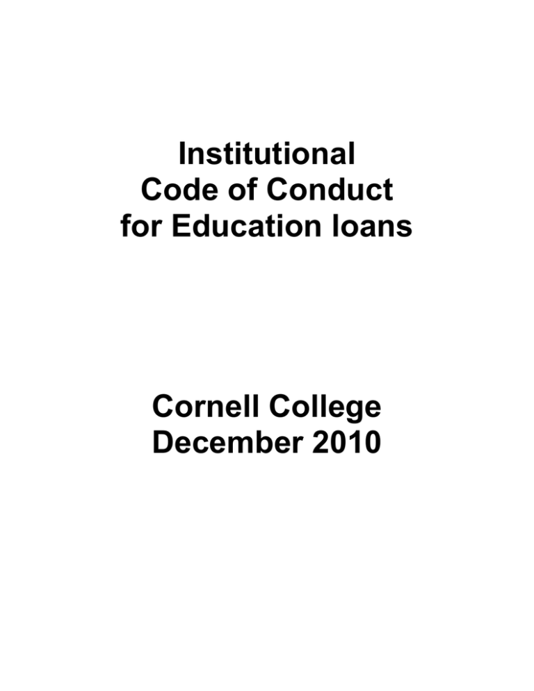 Institutional Code Of Conduct For Education Loans