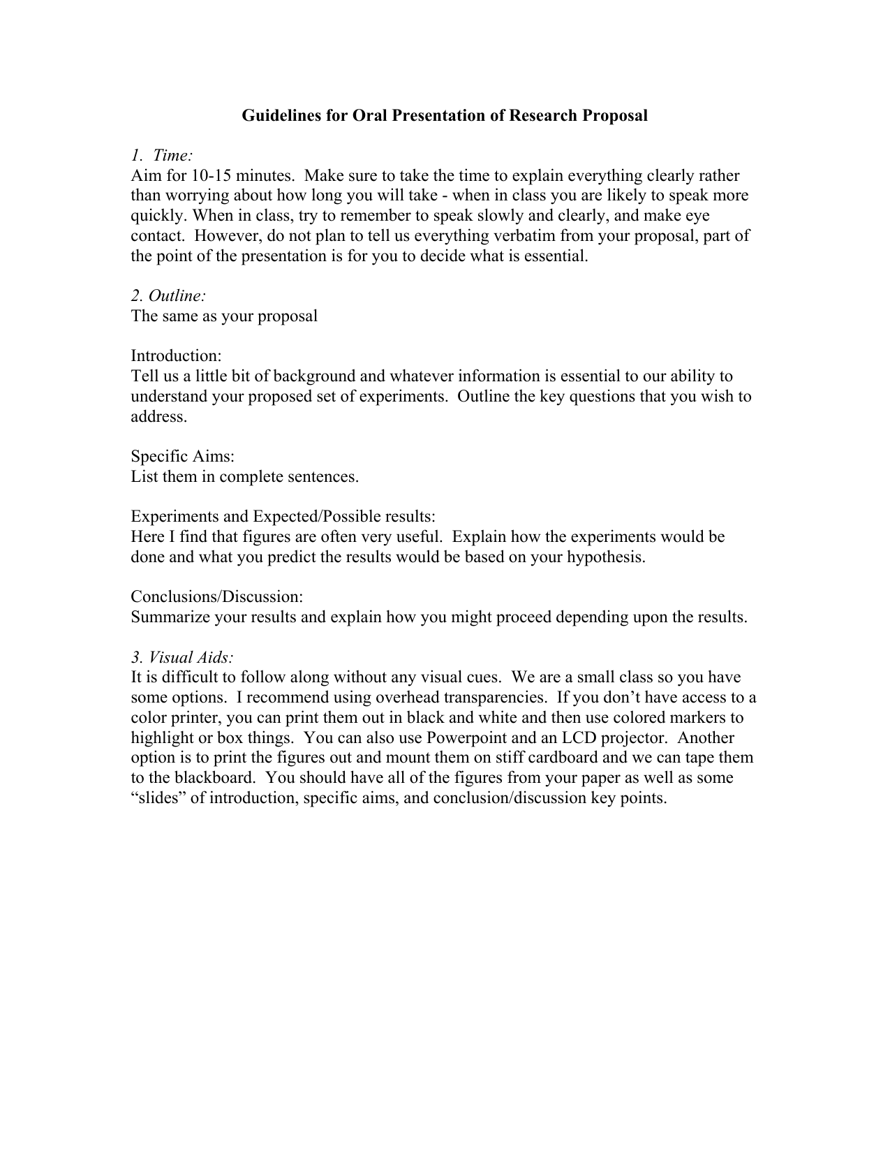 Guidelines For Oral Presentation Of Research Proposal Guidelines For Oral Presentation Of Research Proposal