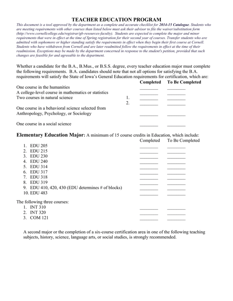 TEACHER EDUCATION PROGRAM TEACHER EDUCATION PROGRAM