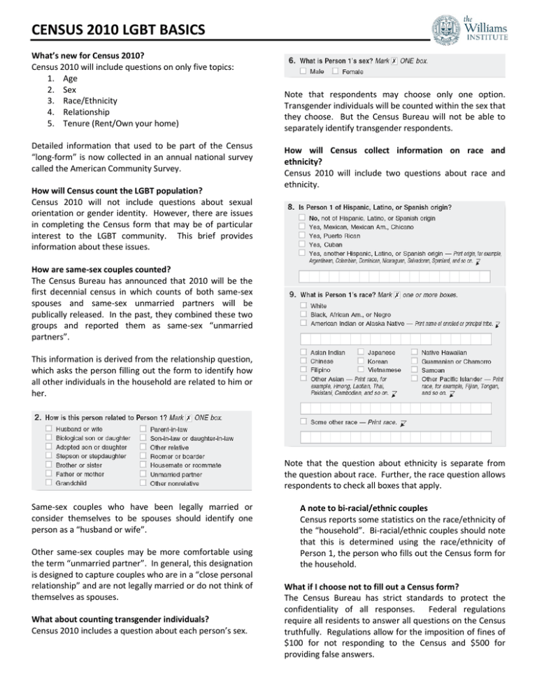 Census 2010 Lgbt Basics