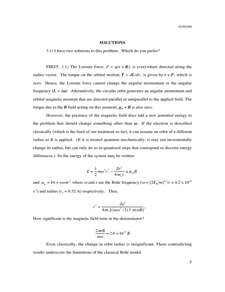 SOLUTIONS 3 1 I Have Two Solutions To This Problem Which V T