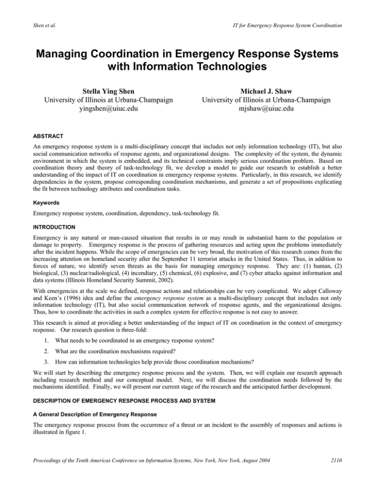 Managing Coordination in Emergency Response Systems with Information ...