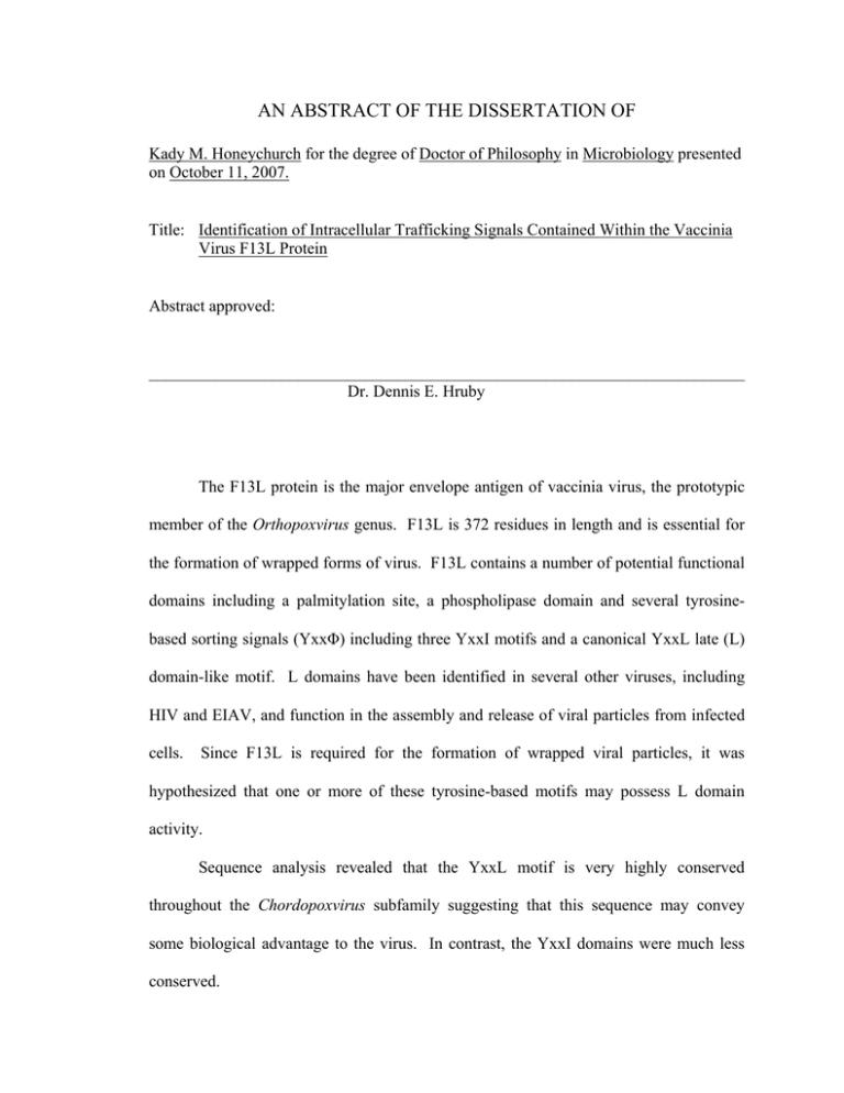 AN ABSTRACT OF THE DISSERTATION OF