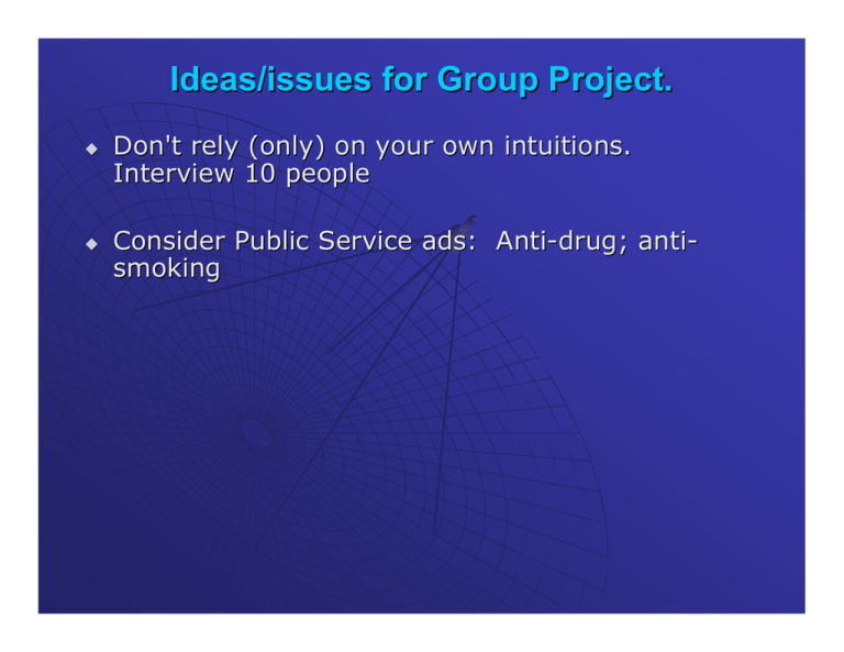 Ideas issues For Group Project 