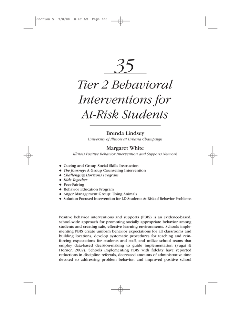 35 Tier 2 Behavioral Interventions for At-Risk Students
