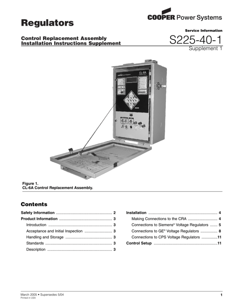 S225-40-1 Regulators Contents Supplement 1
