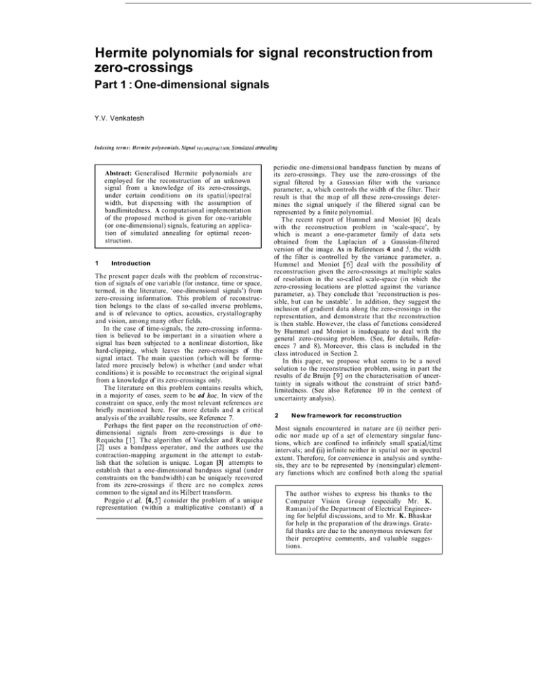 Hermite polynomials for signal reconstruction from zero-crossings Part ...