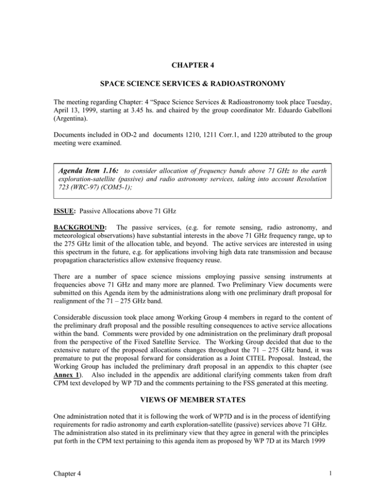 CHAPTER 4 SPACE SCIENCE SERVICES & RADIOASTRONOMY