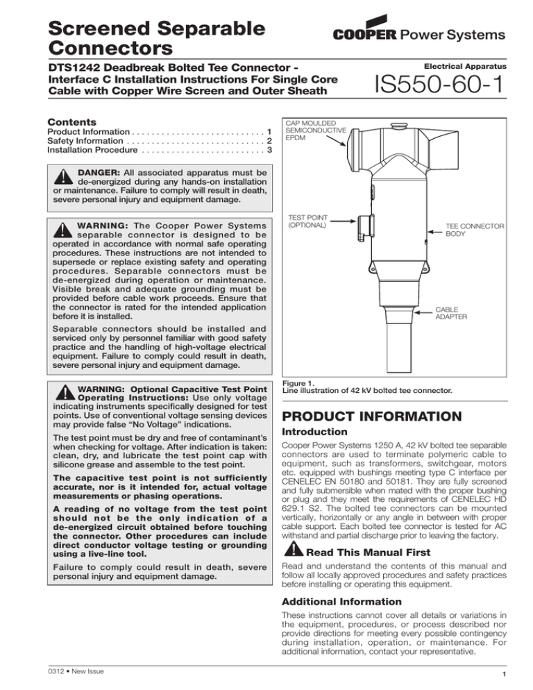 IS550-60-1 Screened Separable Connectors