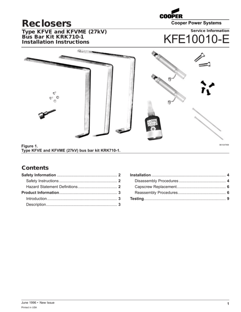 KFE10010-E Reclosers Contents Type KFVE and KFVME (27kV)