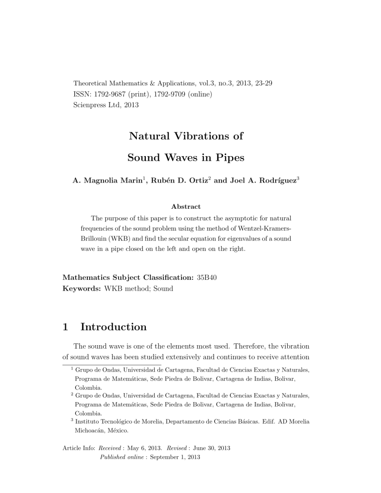 Natural Vibrations Of Sound Waves In Pipes