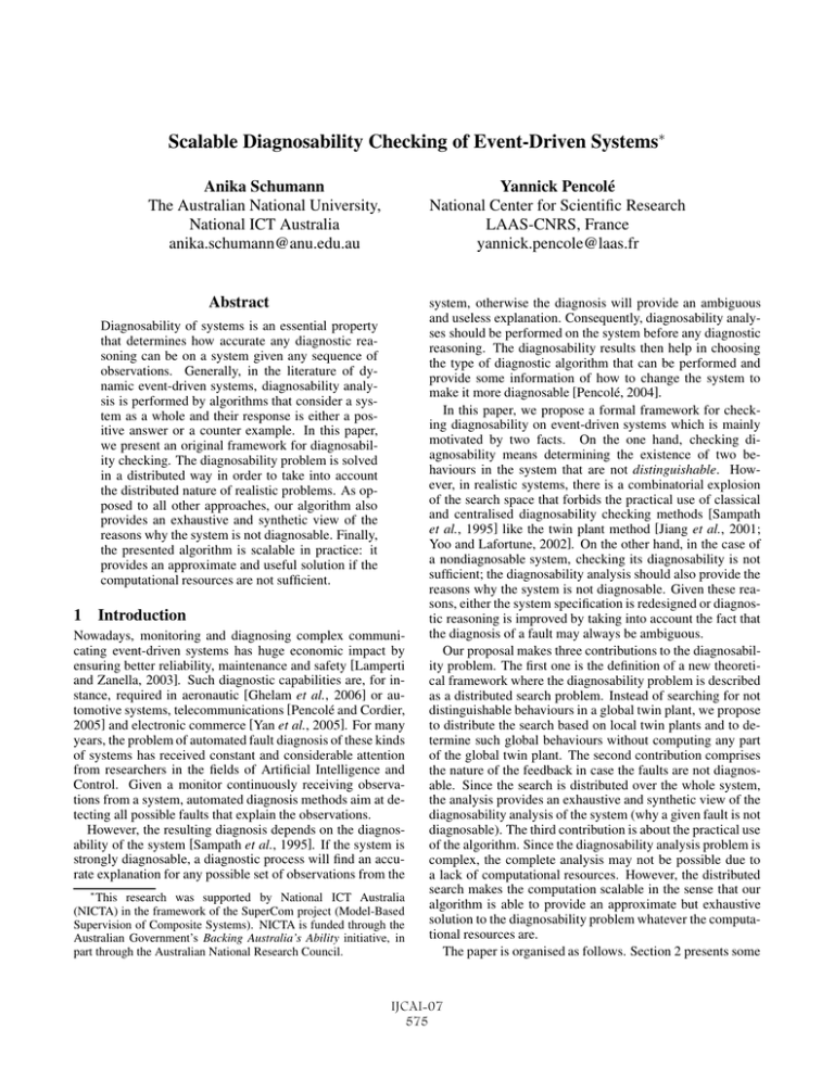 Scalable Diagnosability Checking of Event-Driven Systems