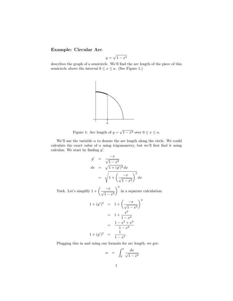 Example Circular Arc Example Circular Arc
