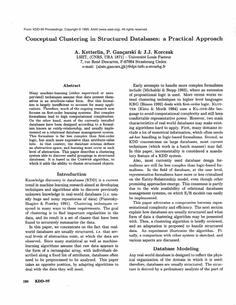 Conceptual Clustering In Structured Databases