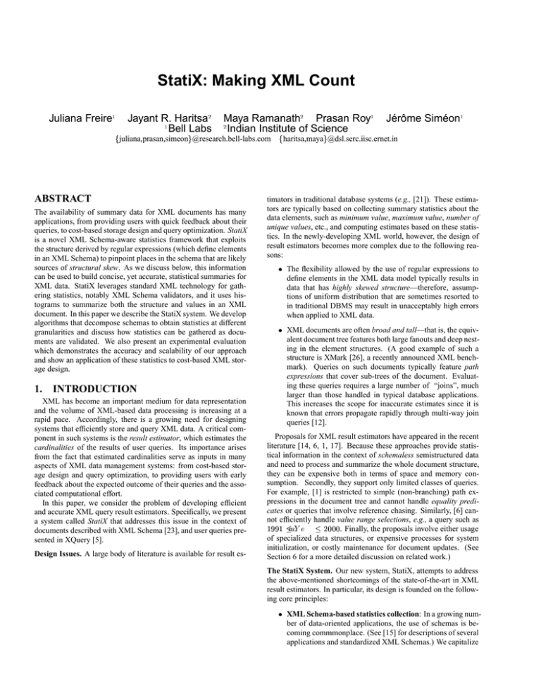 StatiX Making XML Count