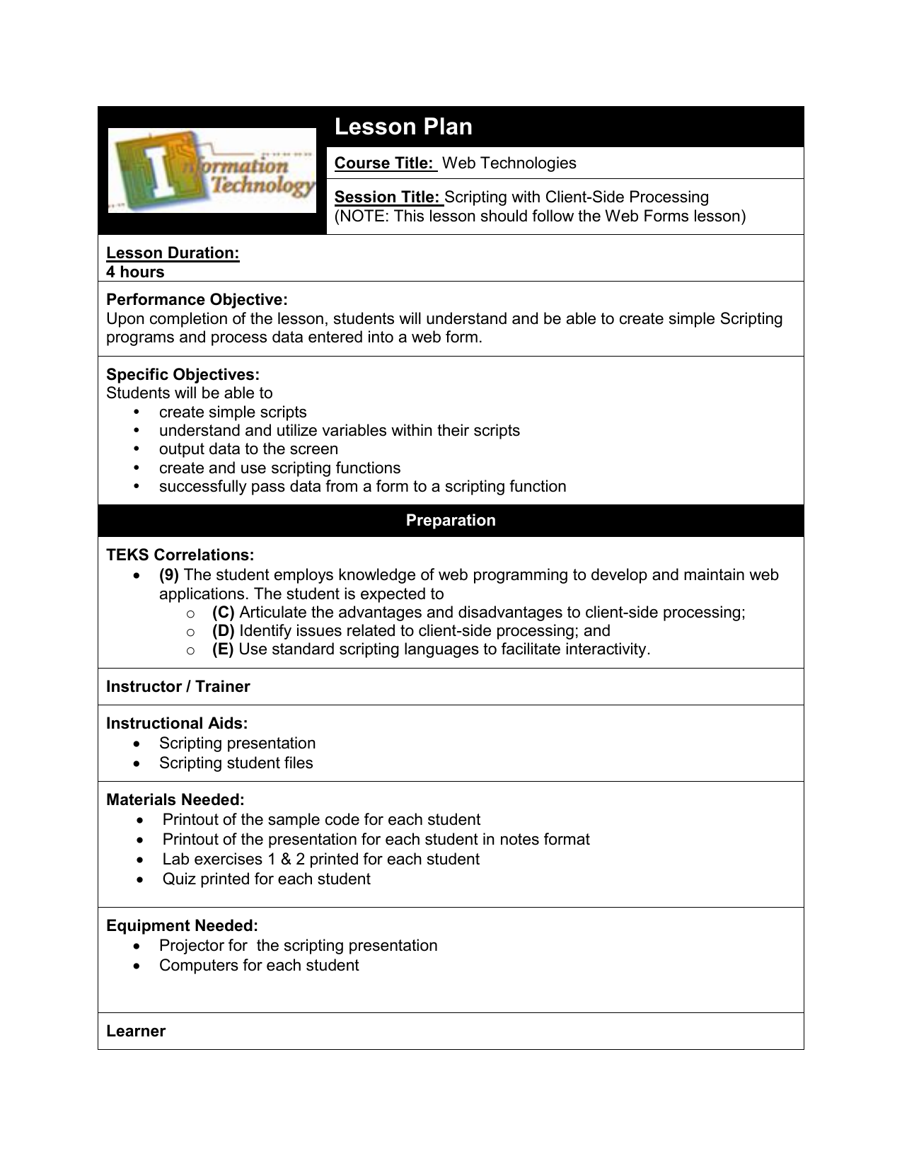 Lesson Plan