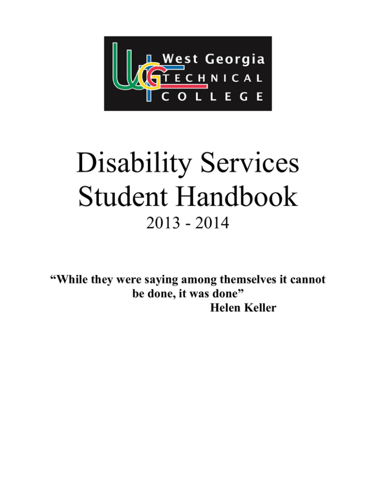 Disability Services Student Handbook 2013 - 2014