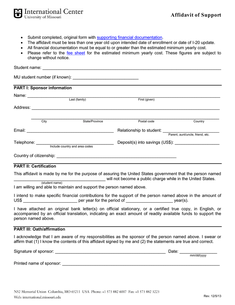 Affidavit Of Support