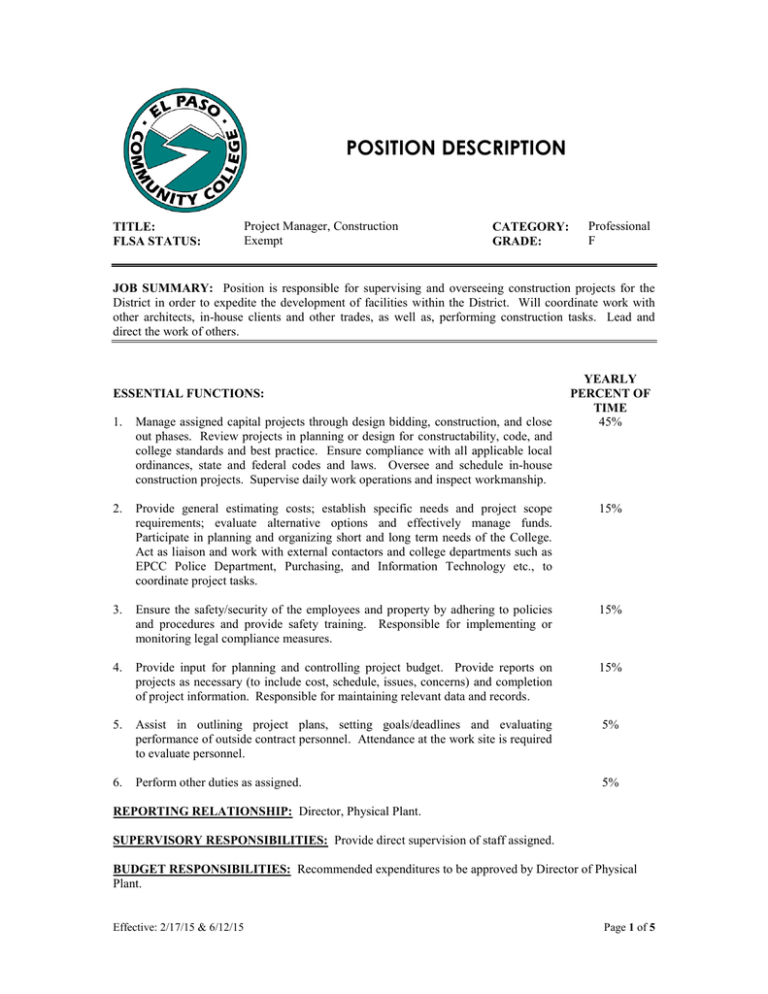POSITION DESCRIPTION