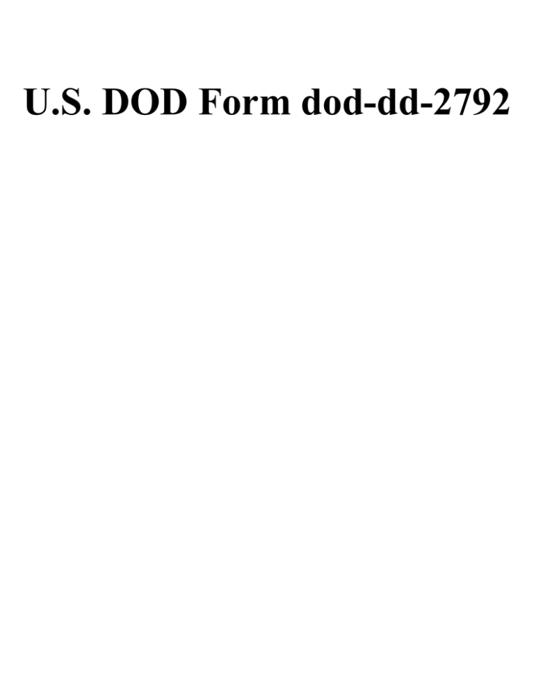 U S DOD Form Dod dd 2792