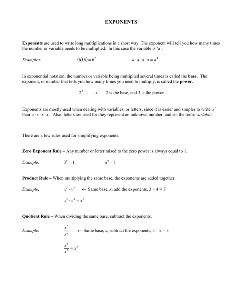 EXPONENTS