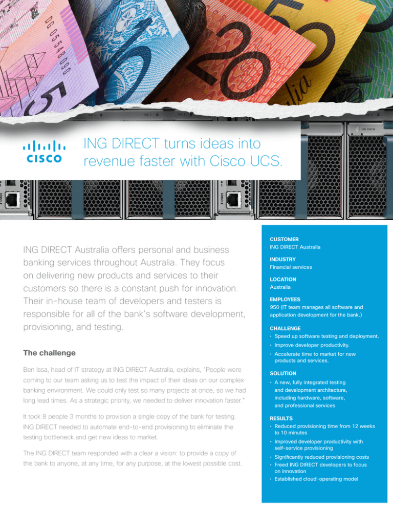 ING DIRECT turns ideas into revenue faster with Cisco UCS.