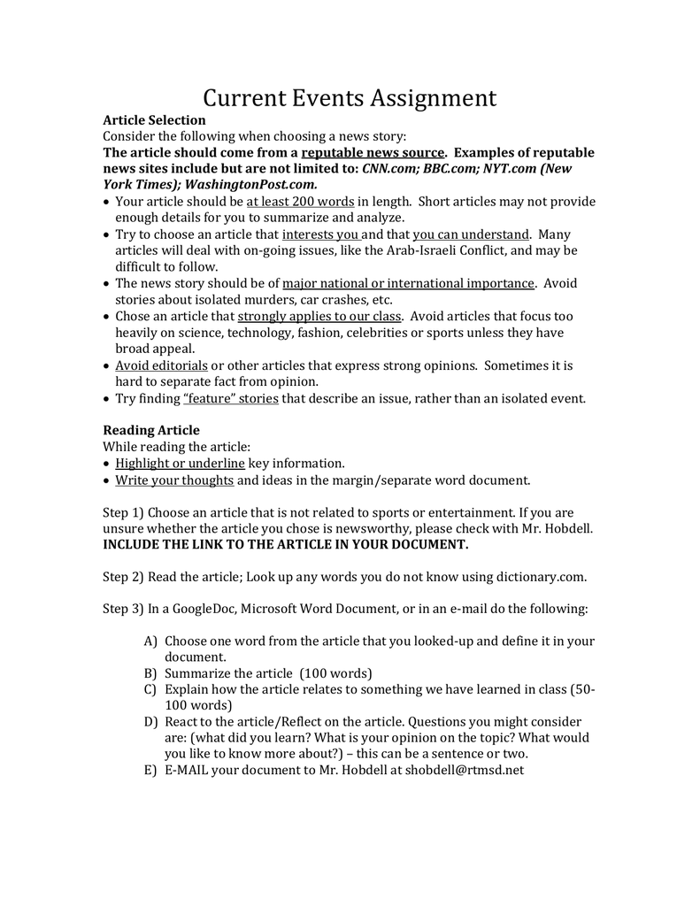 Current Events Assignment