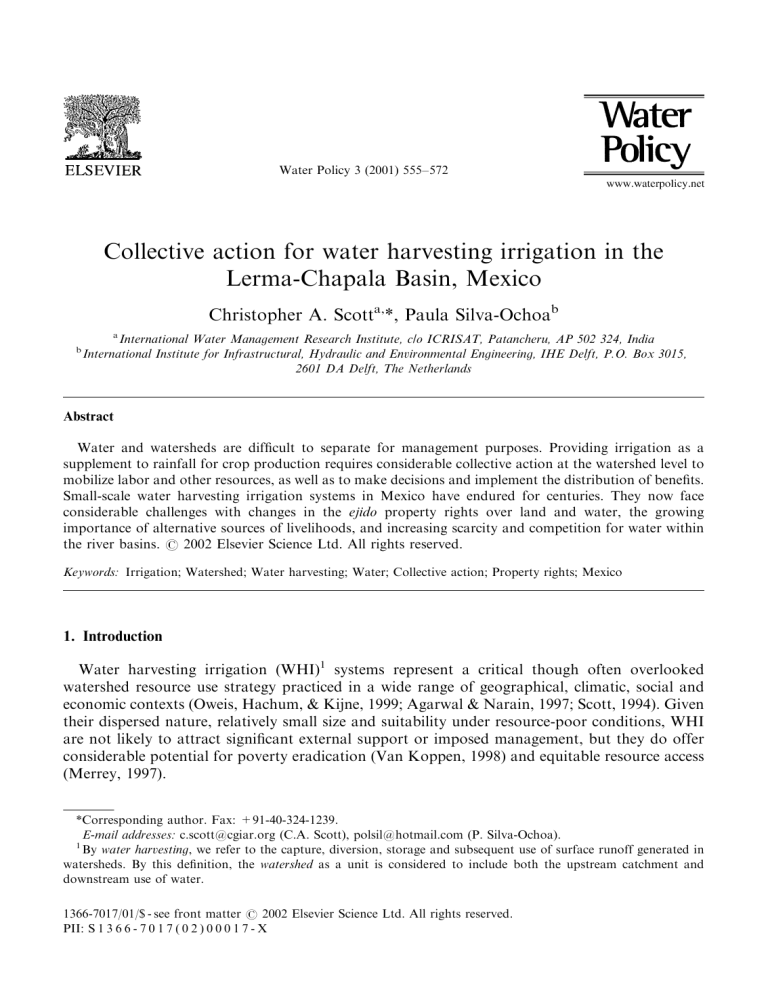 Collective action for water harvesting irrigation in the Lerma-Chapala ...