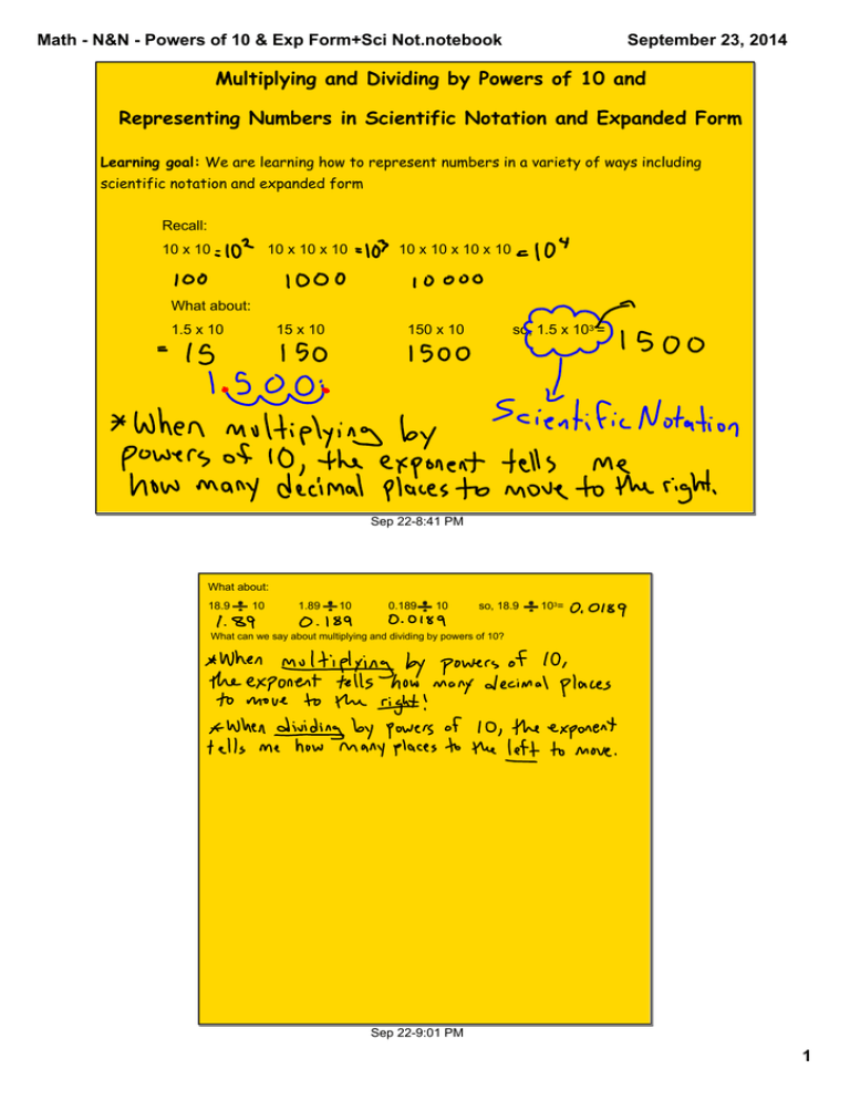Multiplying And Dividing By Powers Of 10 And