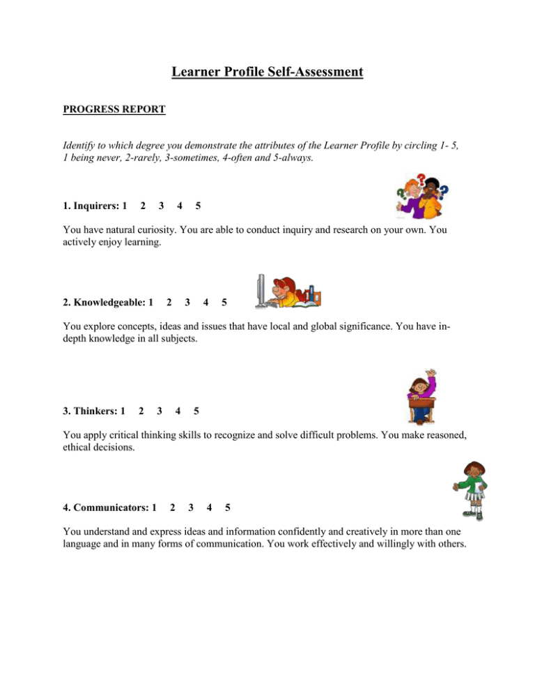 Learner Profile Self Assessment