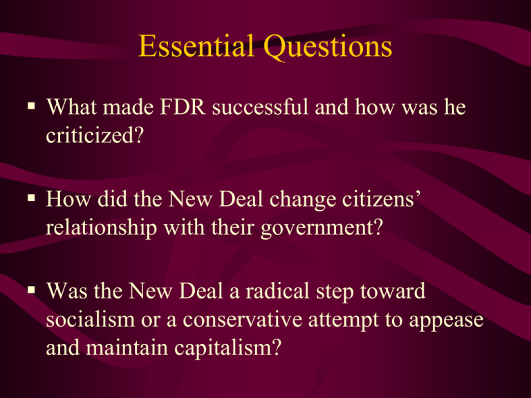 Essential Questions Essential Questions