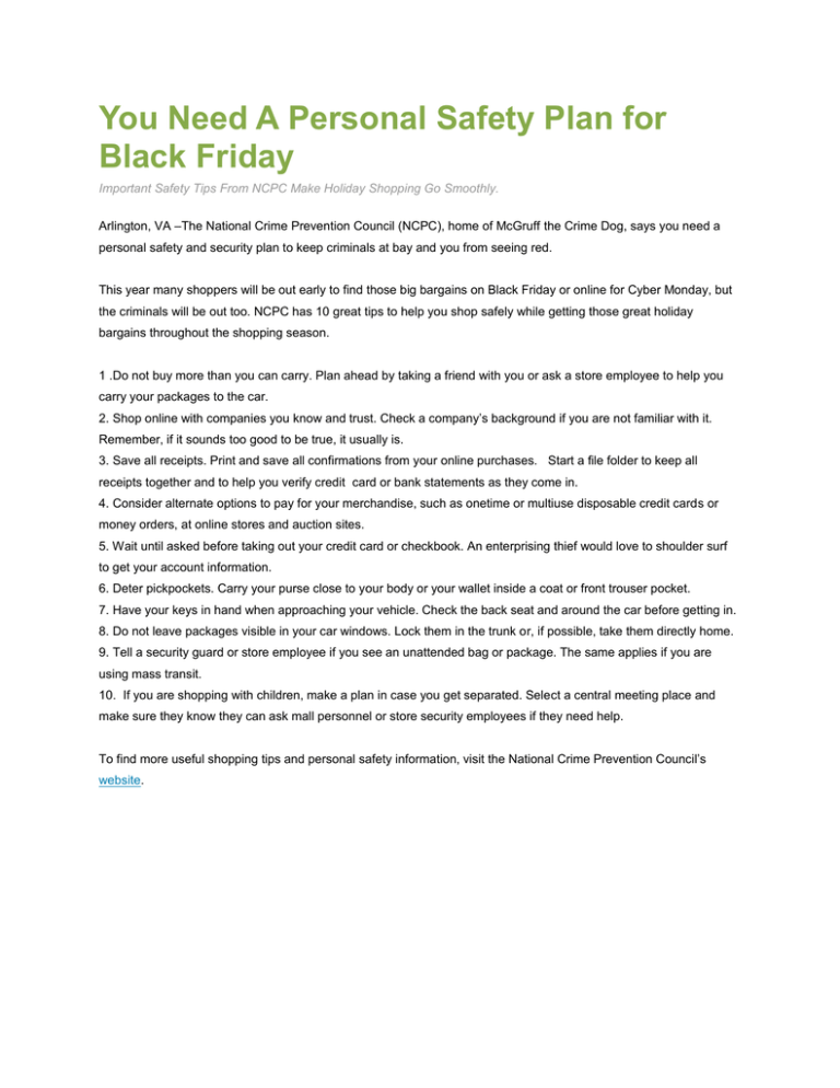 You Need A Personal Safety Plan For Black Friday
