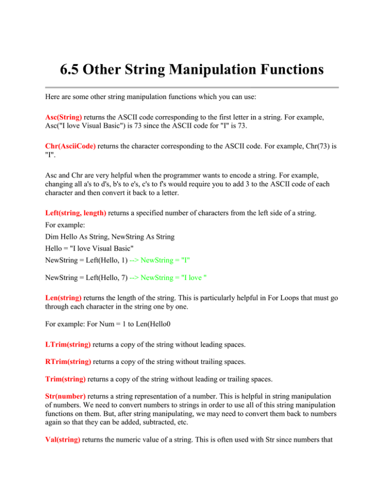 6 5 Other String Manipulation Functions