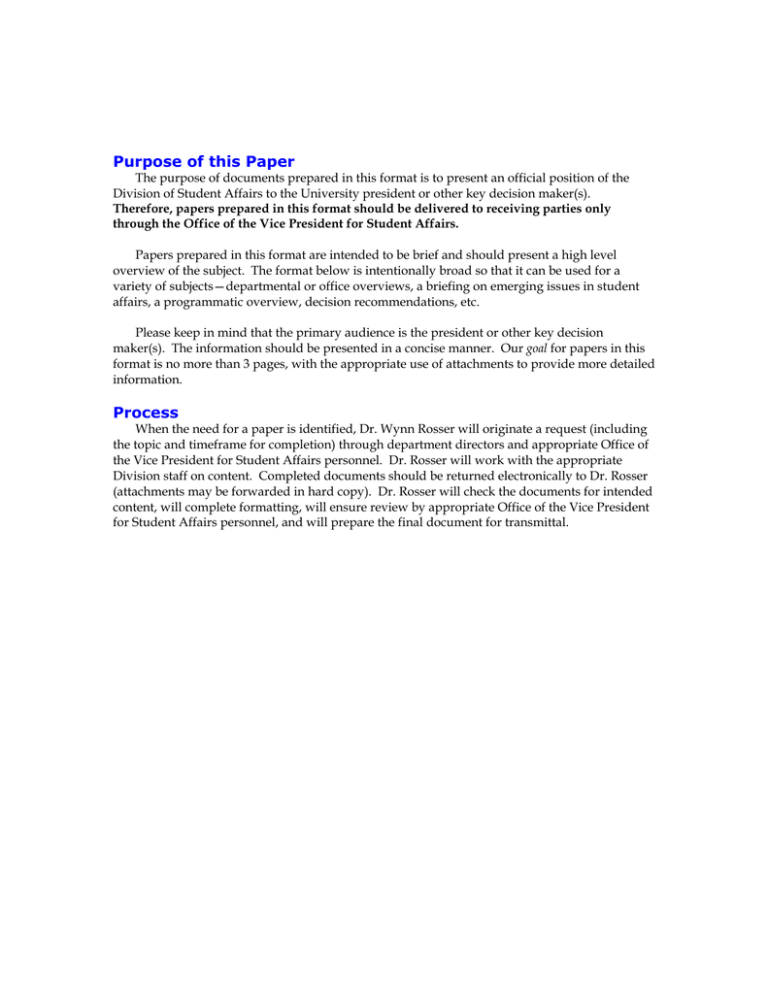 Purpose Of This Paper Purpose Of This Paper
