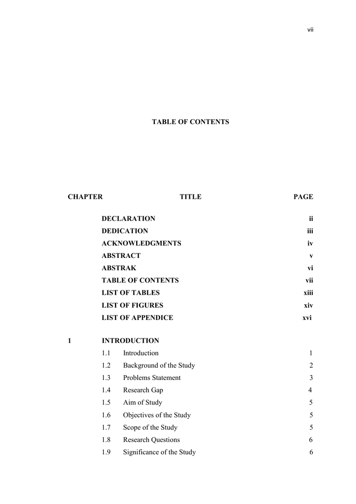 TABLE OF CONTENTS CHAPTER TITLE