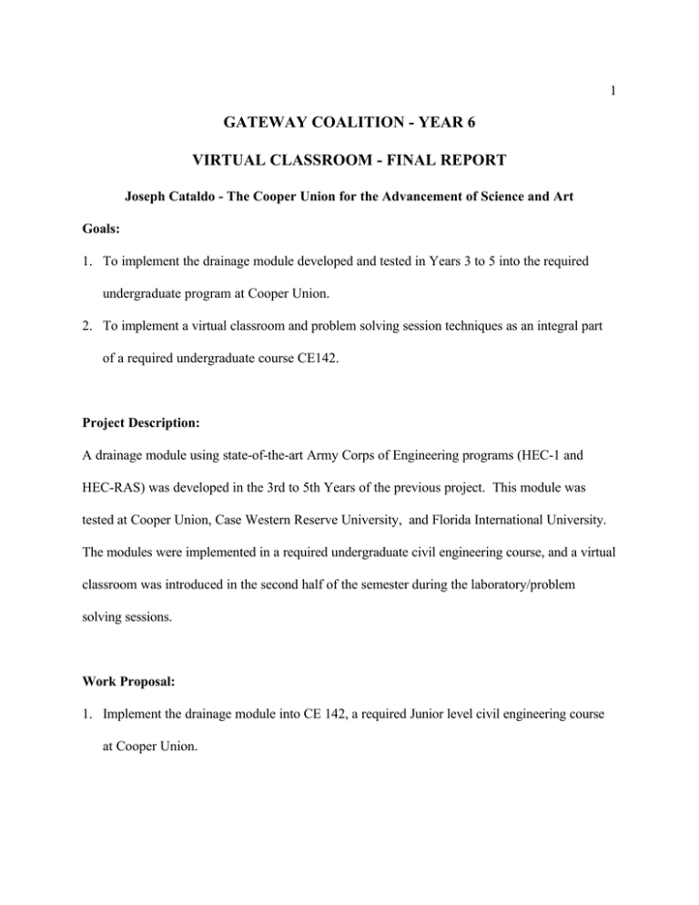 GATEWAY COALITION YEAR 6 VIRTUAL CLASSROOM FINAL REPORT GATEWAY COALITION YEAR 6 VIRTUAL CLASSROOM FINAL REPORT