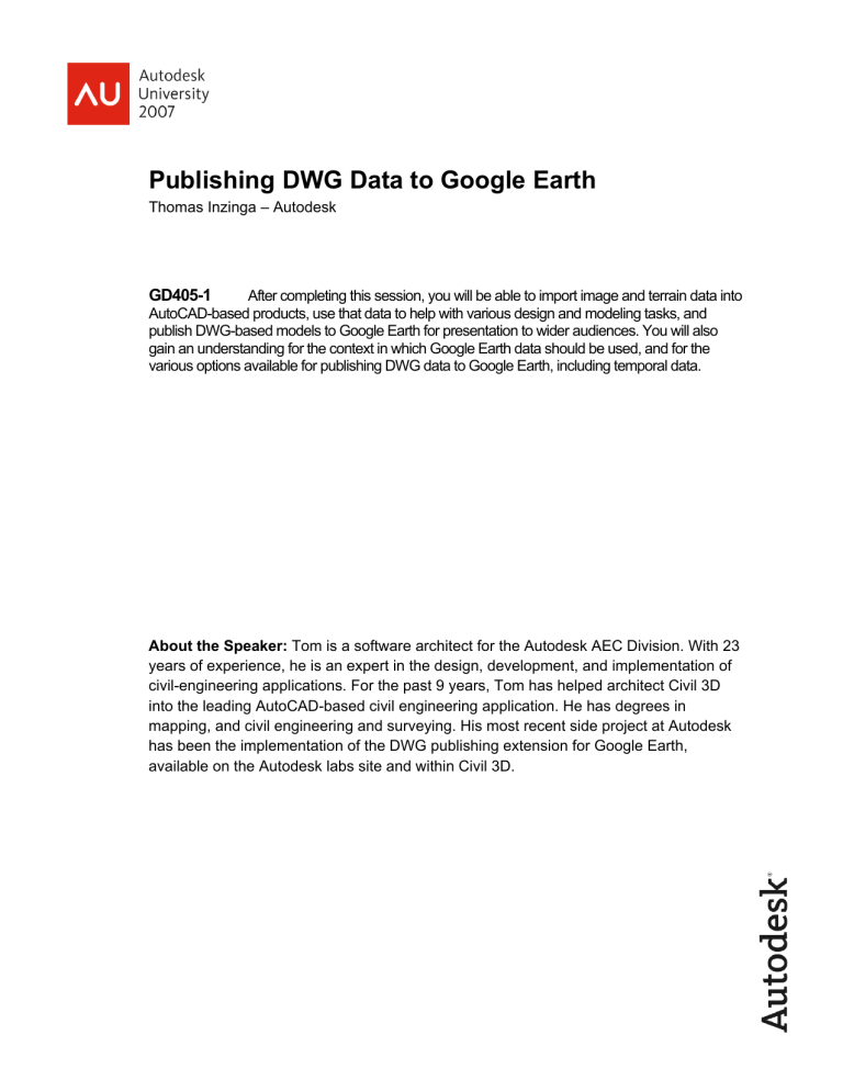 Publishing DWG Data To Google Earth GD405 1
