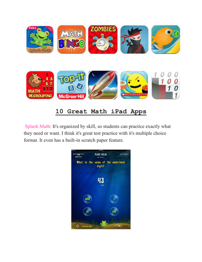 10 Great Math IPad Apps