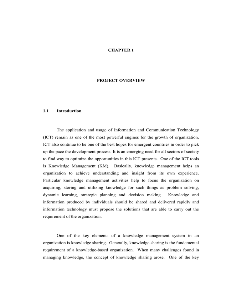 CHAPTER 1 PROJECT OVERVIEW 1 1