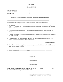 AFFIDAVIT STATE OF TEXAS