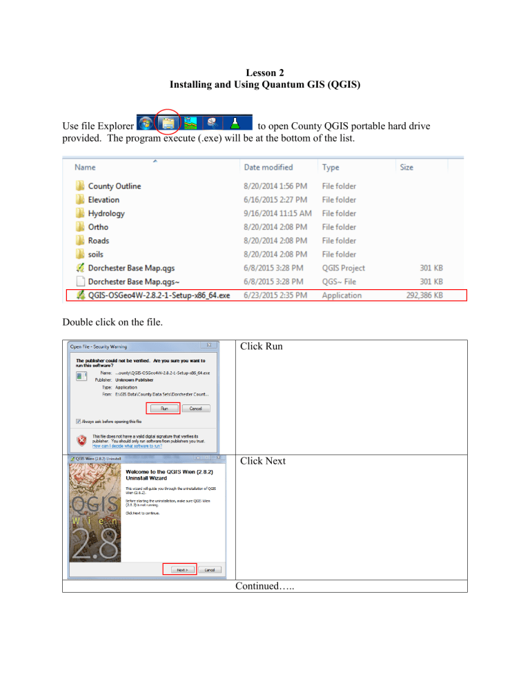 Use File Explorer To Open County QGIS Portable Hard Drive