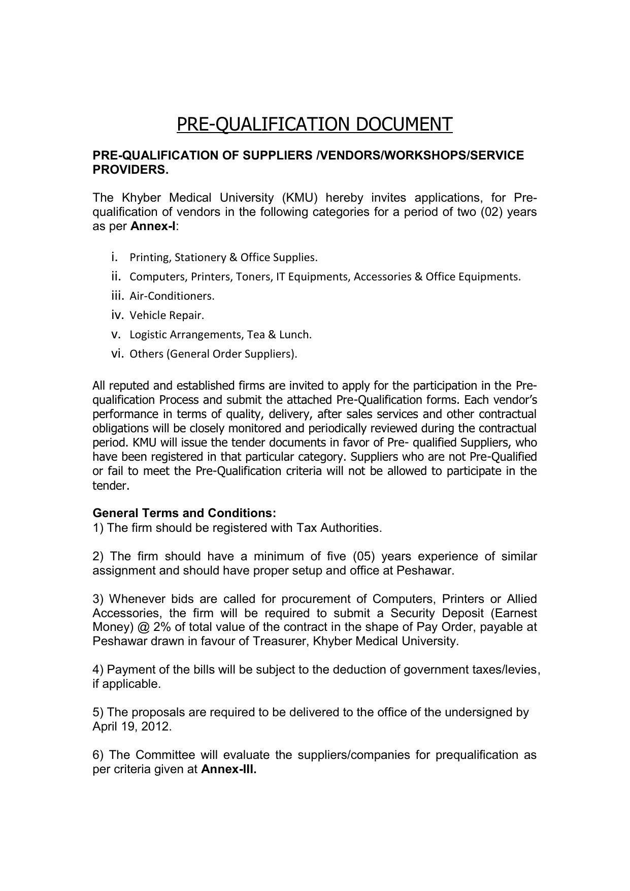 Pre Qualification Letter Template