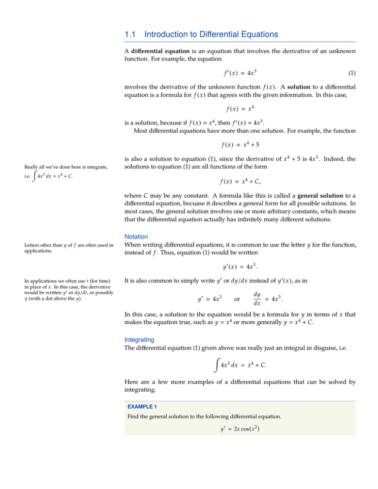 1 1 Introduction To Differential Equations