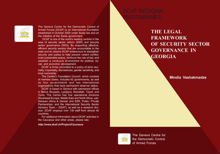 DCAF REGIONAL PROGRAMMES THE LEGAL