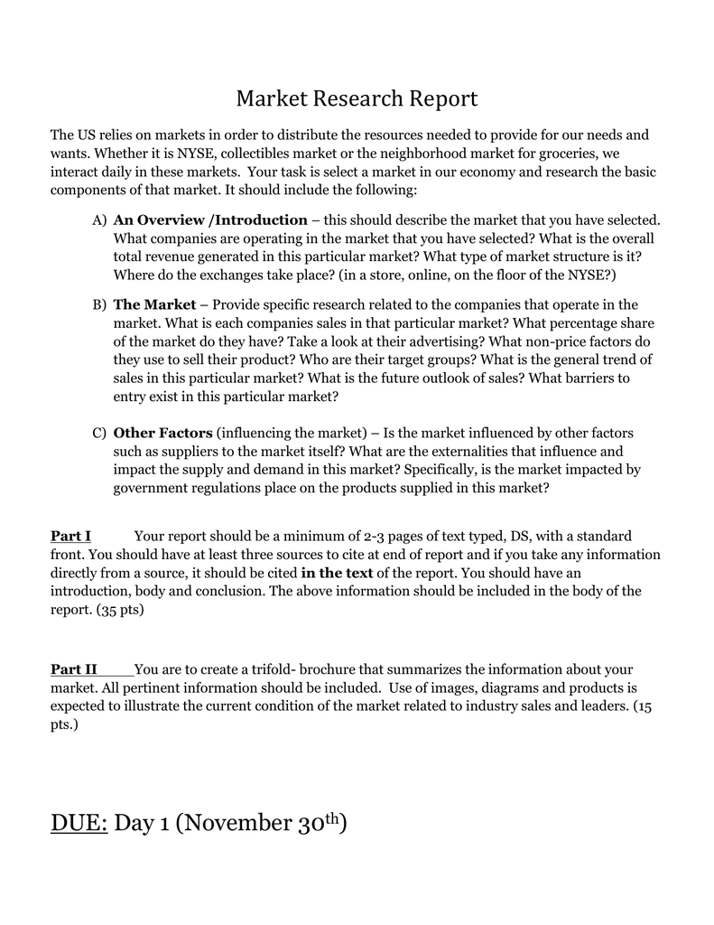 Market Research Report Guidelines