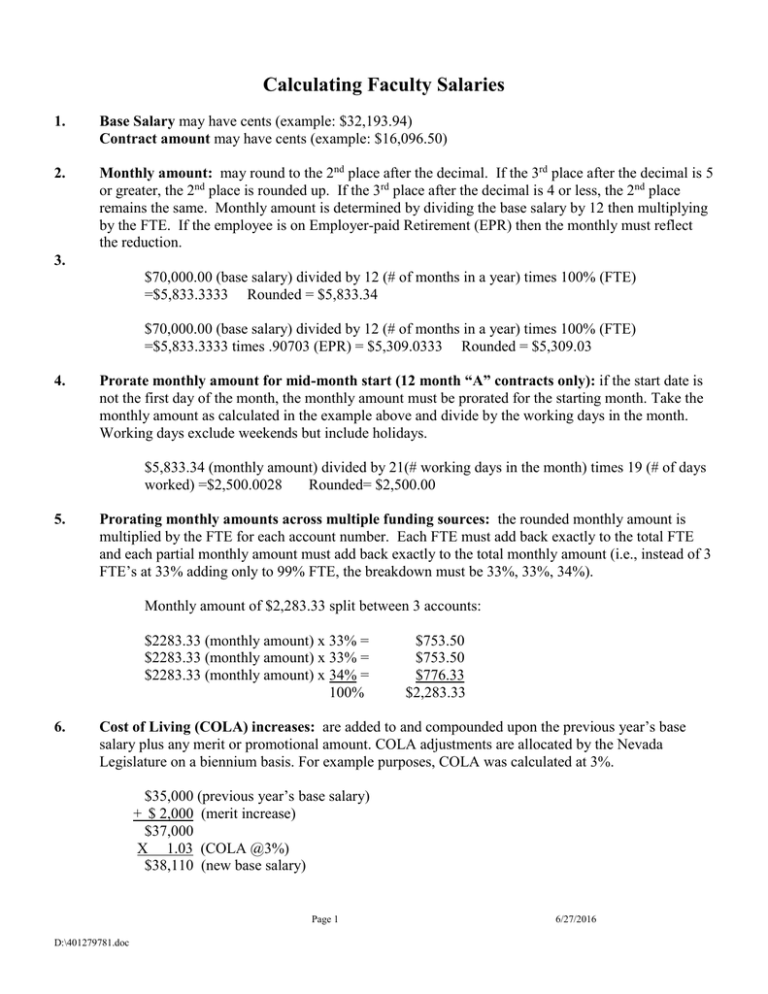 Calculating Faculty Salaries