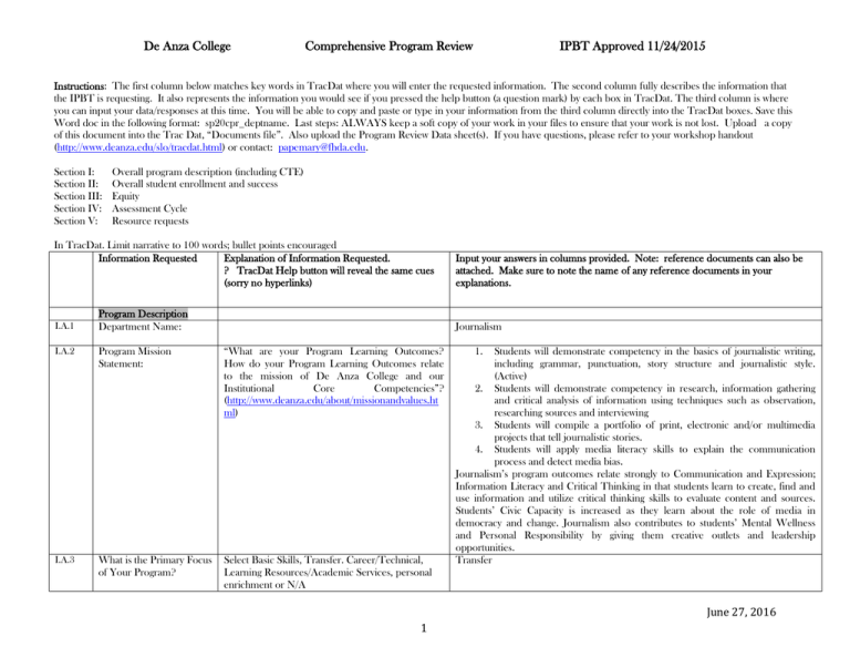 Journalism Program Review