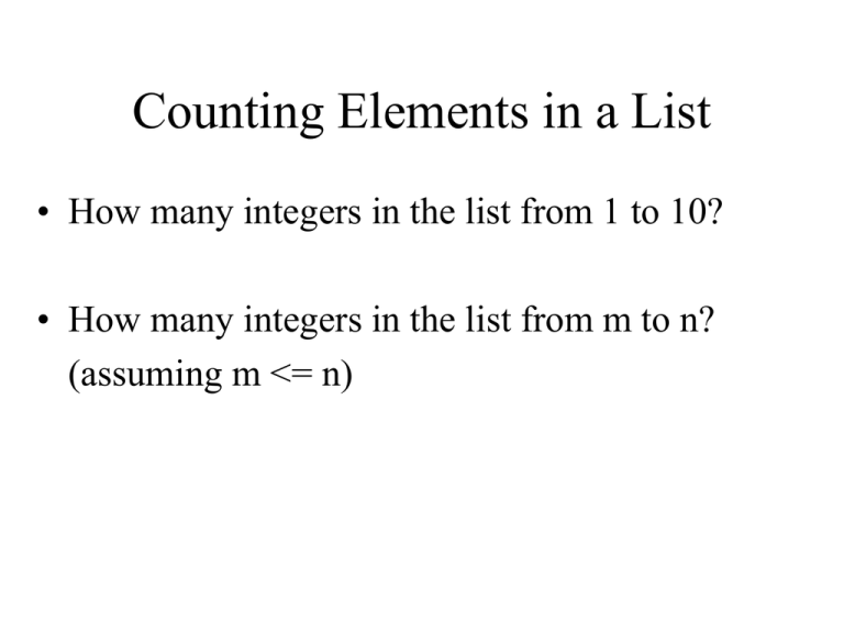 Counting Elements In A List